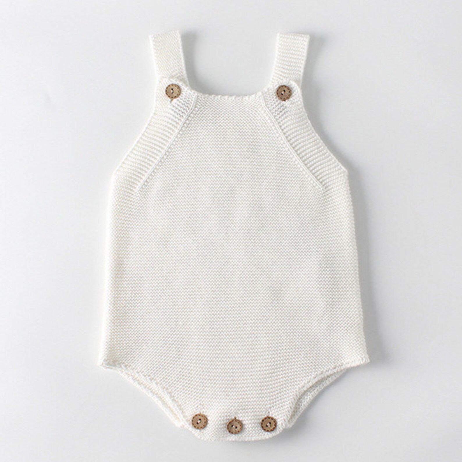 Cream Knitted Romper With Rustic Buttons - Etsy