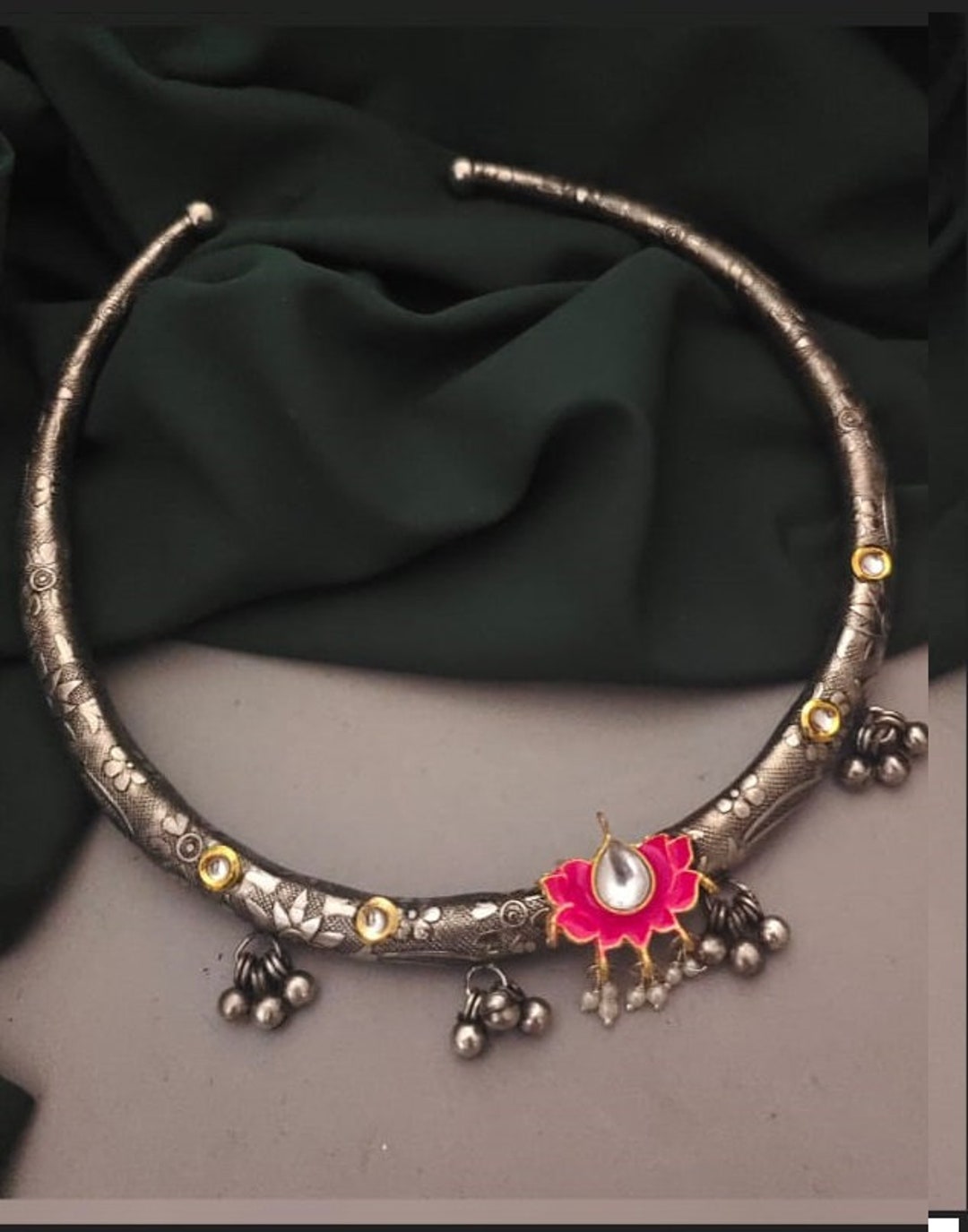 Silver Look Alike Fusion Hasli Necklace Husli Bib Neck Cuff - Etsy