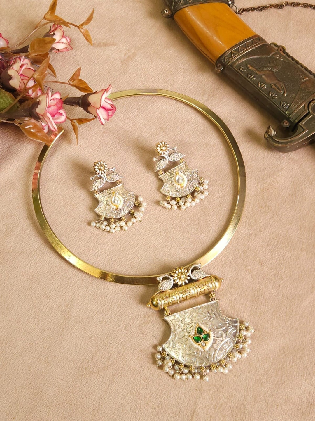 Trending New Silver Look a Like Dual Tone Hasli, Indian Festival Husli ...