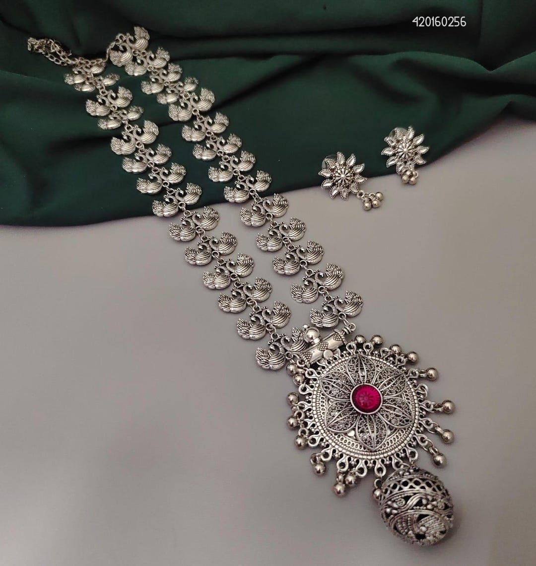 Afghani Oxidized Silver Coin Jewelry Set, Long Necklace and Earrings - Etsy