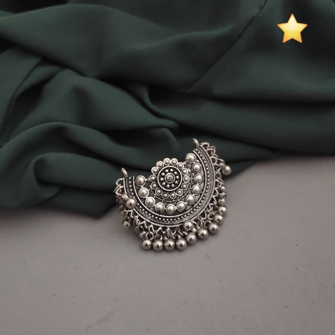 Moon Ghungroo Ring, Chand Ethnic Traditional Handmade German Silver Adjustable Ring, Half Moon ...