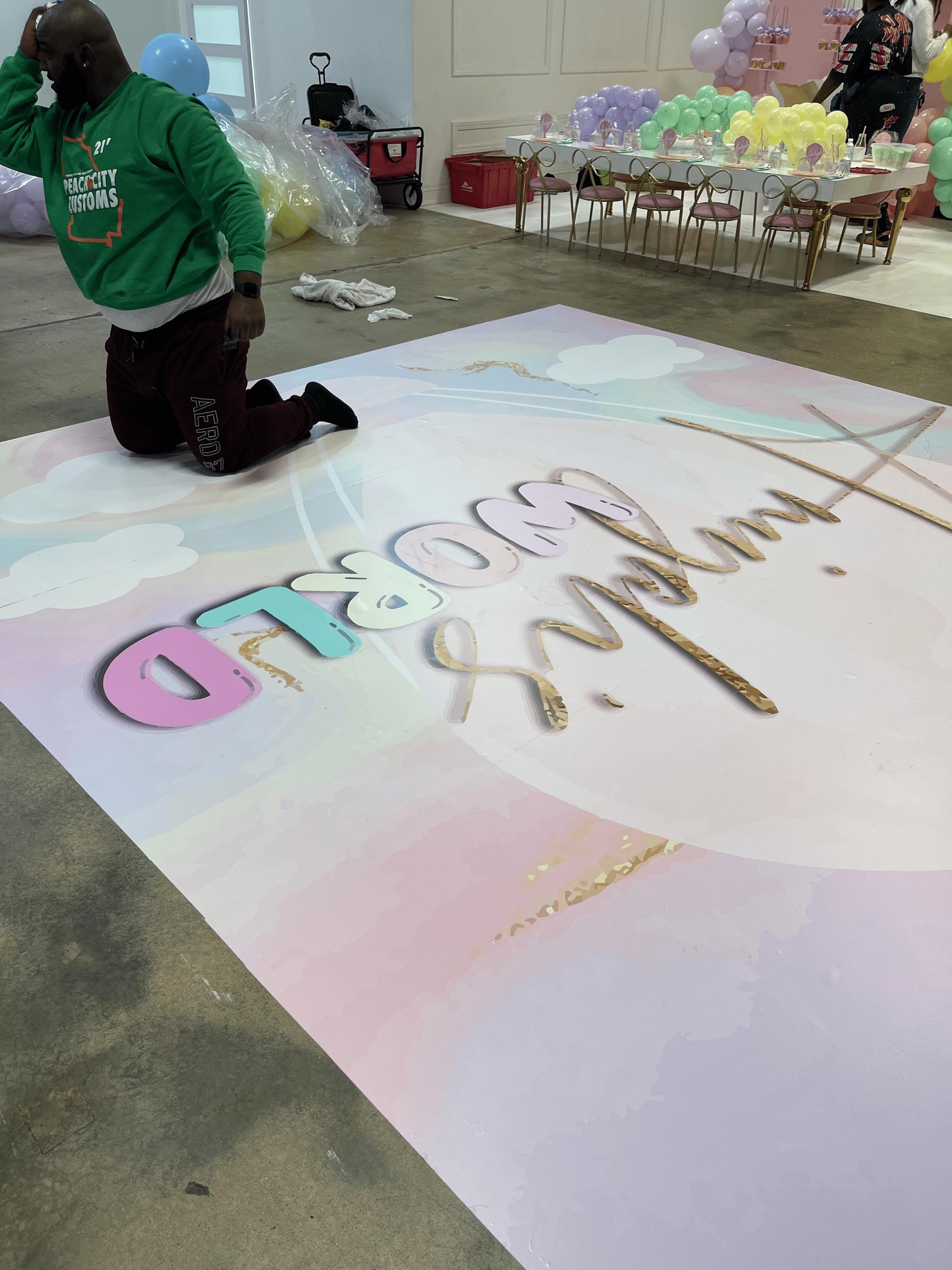 Floor Decal/sticker, Custom Floor Wrap, Birthday Dance Floor, Adhesive ...