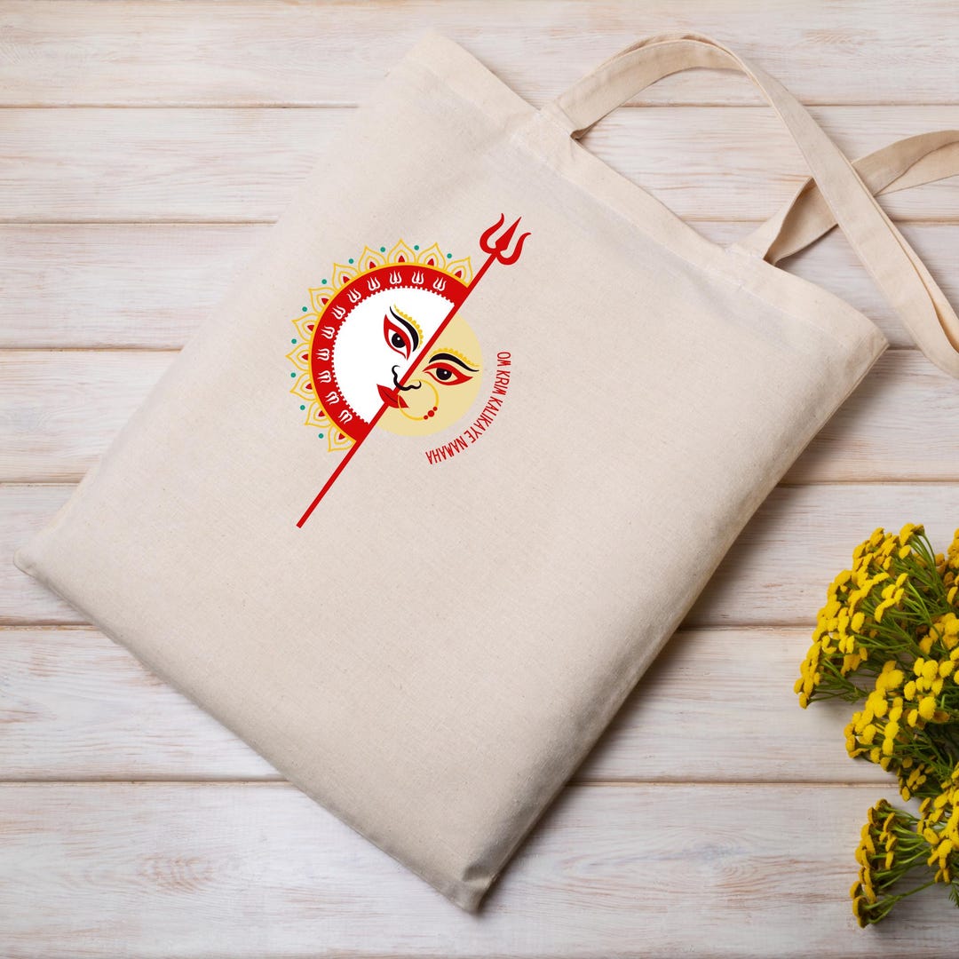 Kali Cotton Canvas Tote Bag Natural, Graphic Simple Kali Design, “om ...