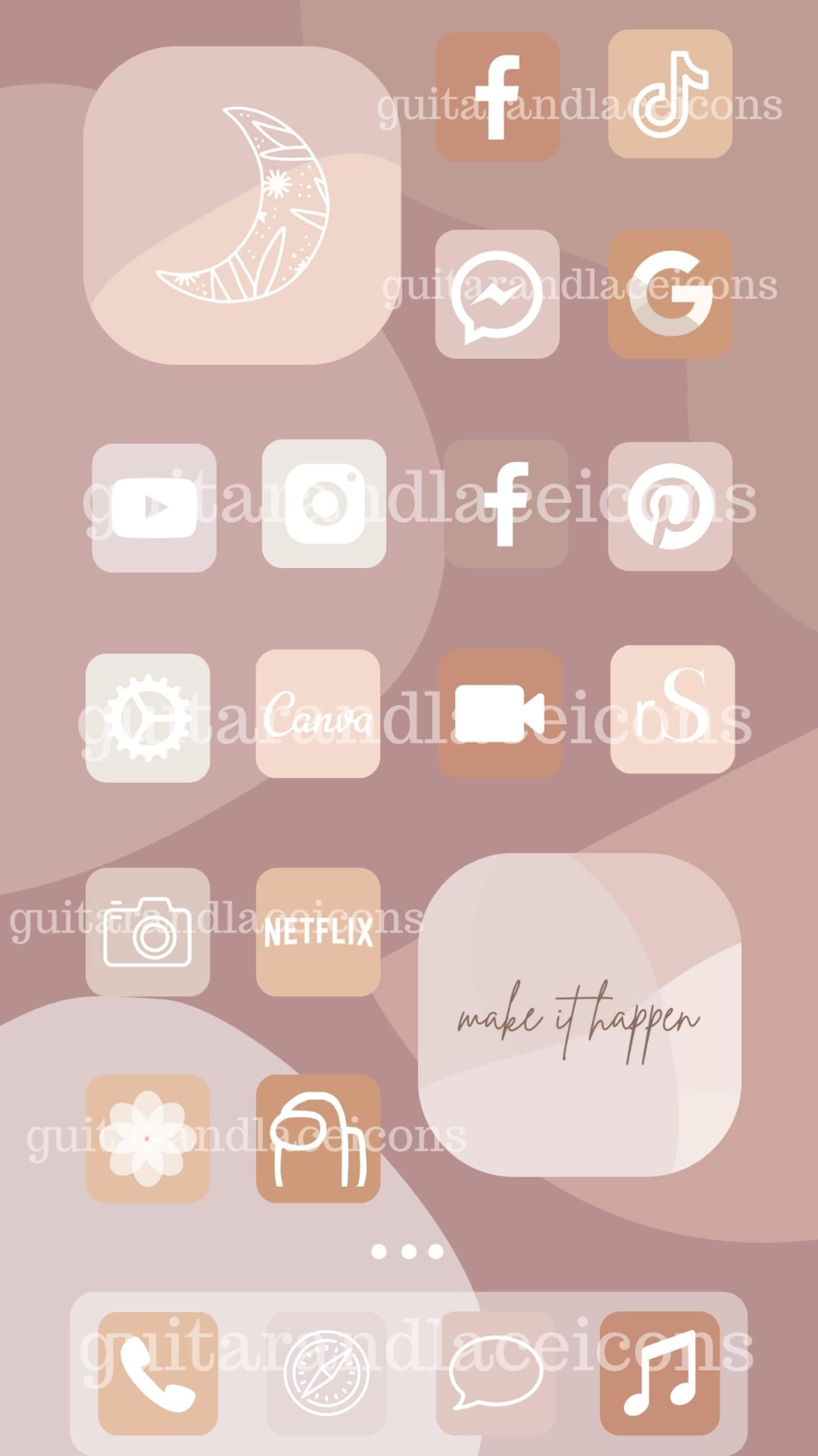 Boho Tan & Pink App Icons Widgets Iphone Apps Android | Etsy