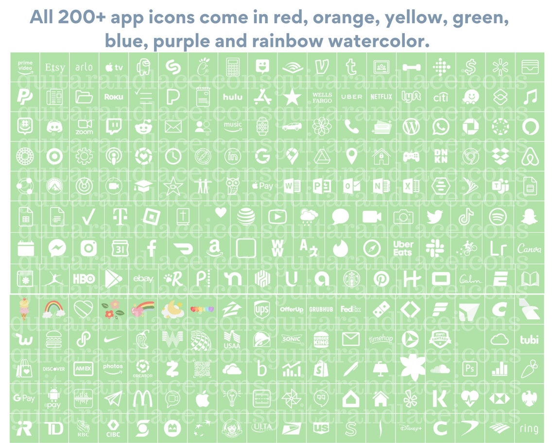 Rainbow Aesthetic App Icons | Rainbow Color App Icon Pack | Summer App ...