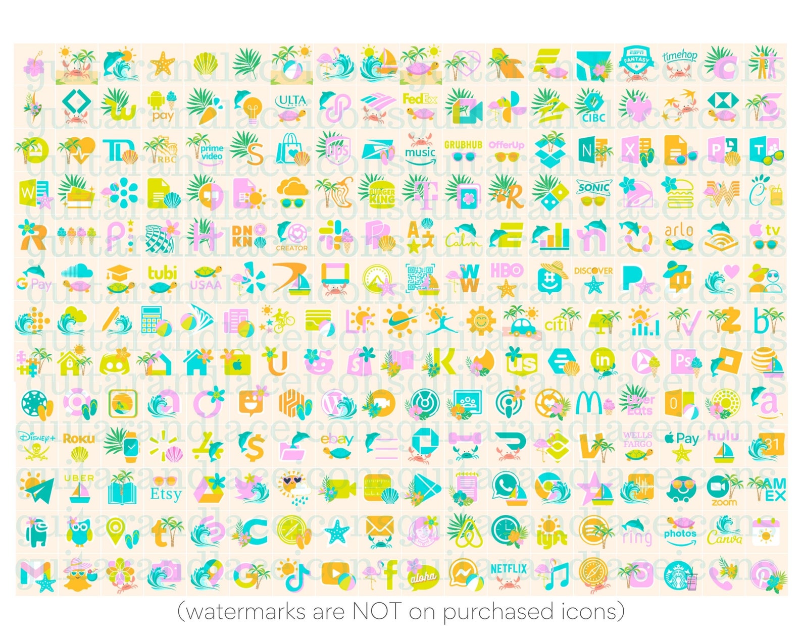 Summer Aesthetic App Icons | Summer Phone App Icons | Tropical App ...