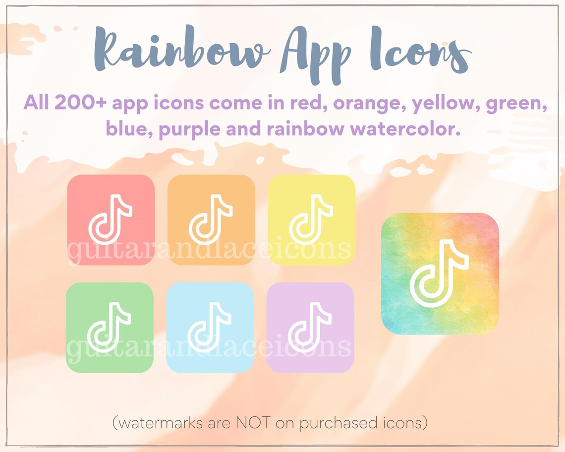 Rainbow Aesthetic App Icons | Rainbow Color App Icon Pack | Summer App ...