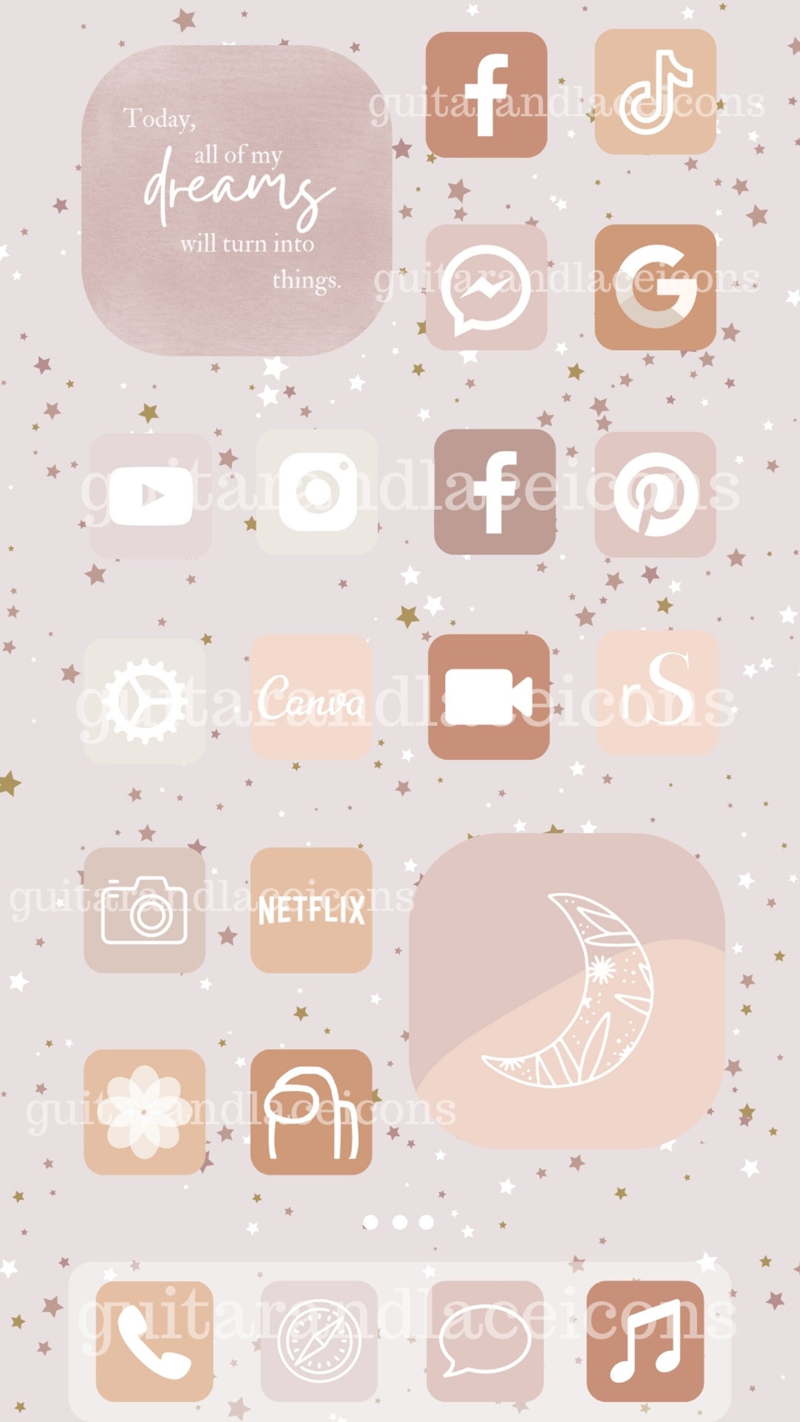 Boho Tan & Pink App Icons Widgets Iphone Apps Android | Etsy