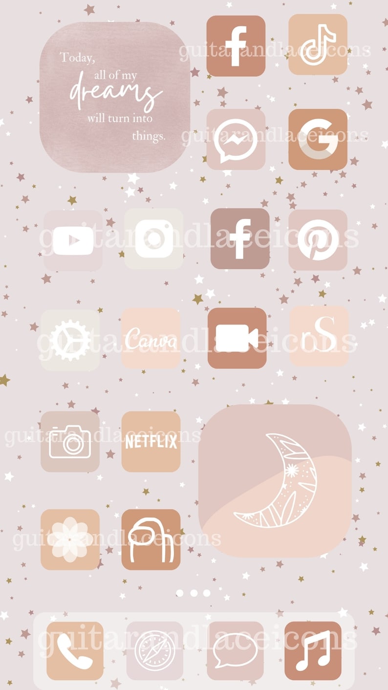 Boho Tan & Pink App Icons Widgets Iphone Apps Android | Etsy