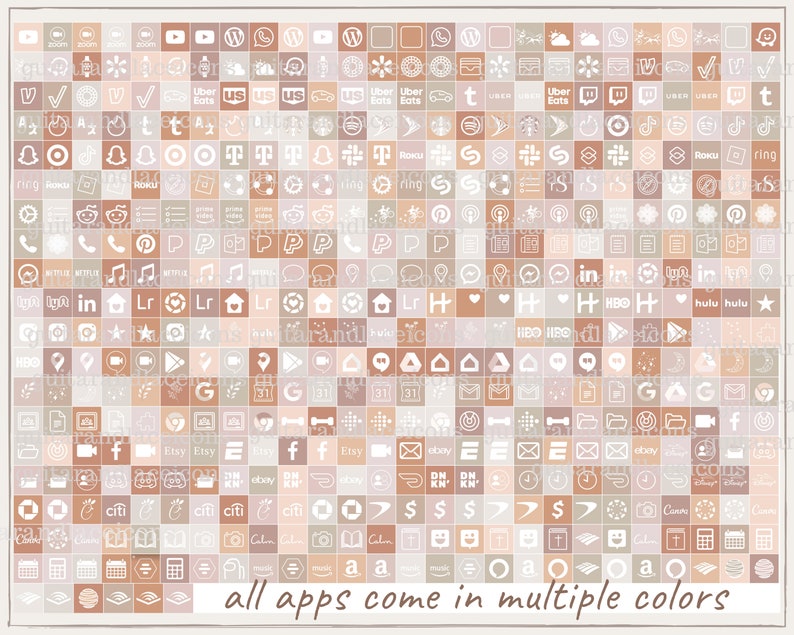 Boho Tan & Pink App Icons Widgets Iphone Apps Android | Etsy