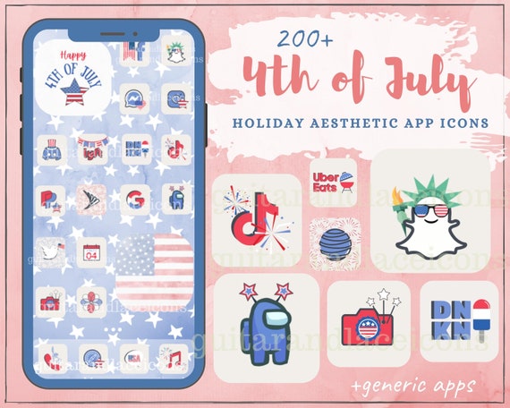 4th of July App Icons 4th of July Aesthetic Apps Summer | Etsy