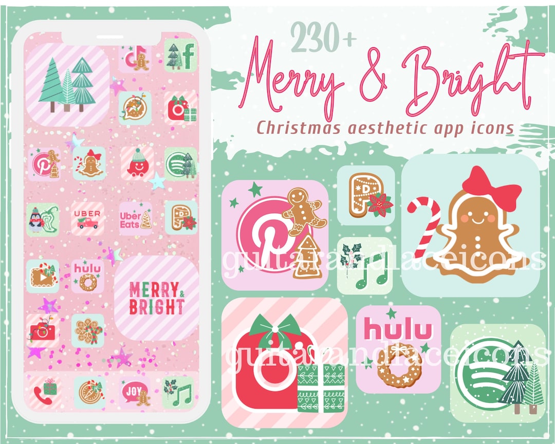 Christmas App Icons | Merry & Bright Winter App Icons | Christmas Phone ...