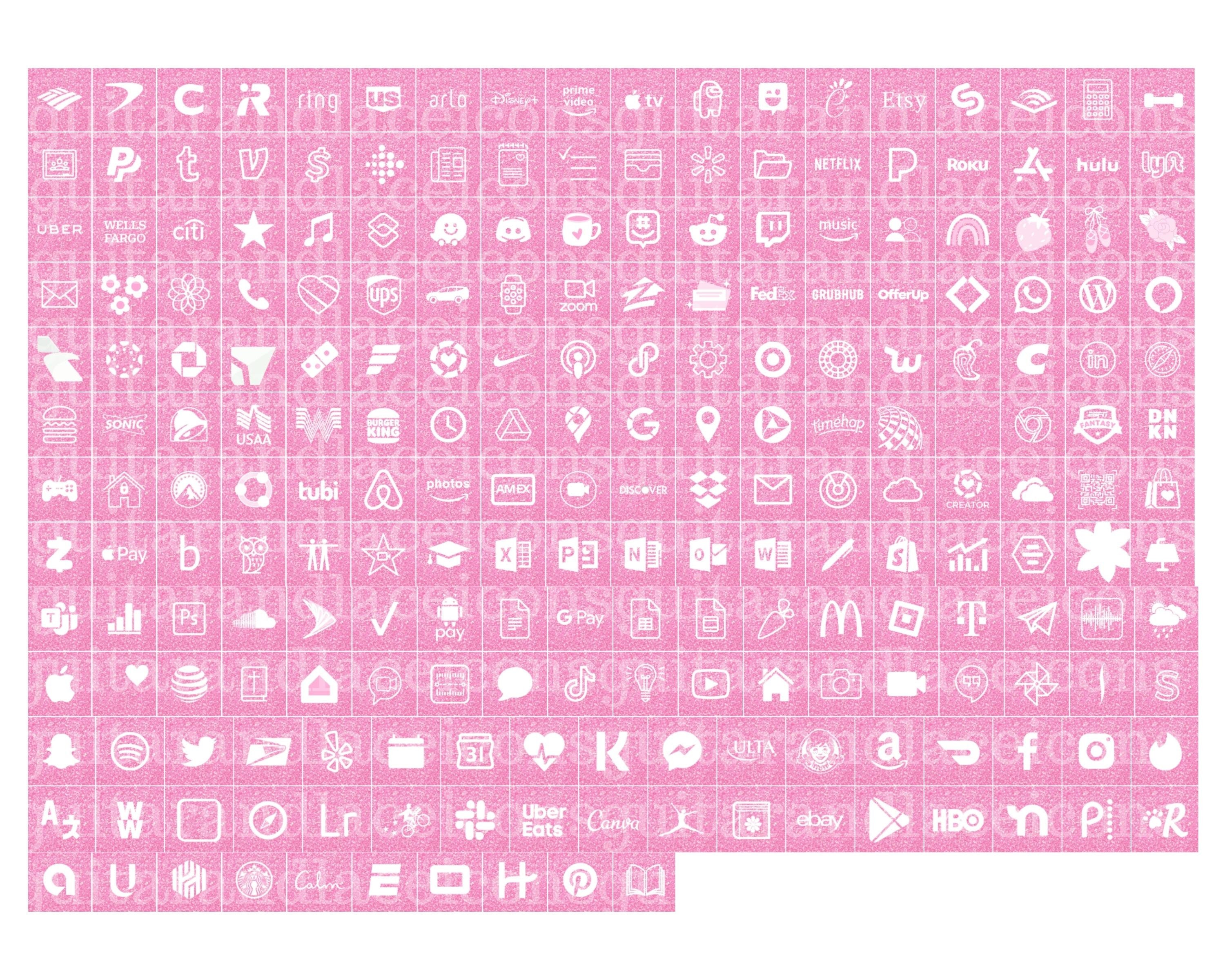 Pink Glitter App Icons Hot Pink Glitter Aesthetic App Icon | Etsy