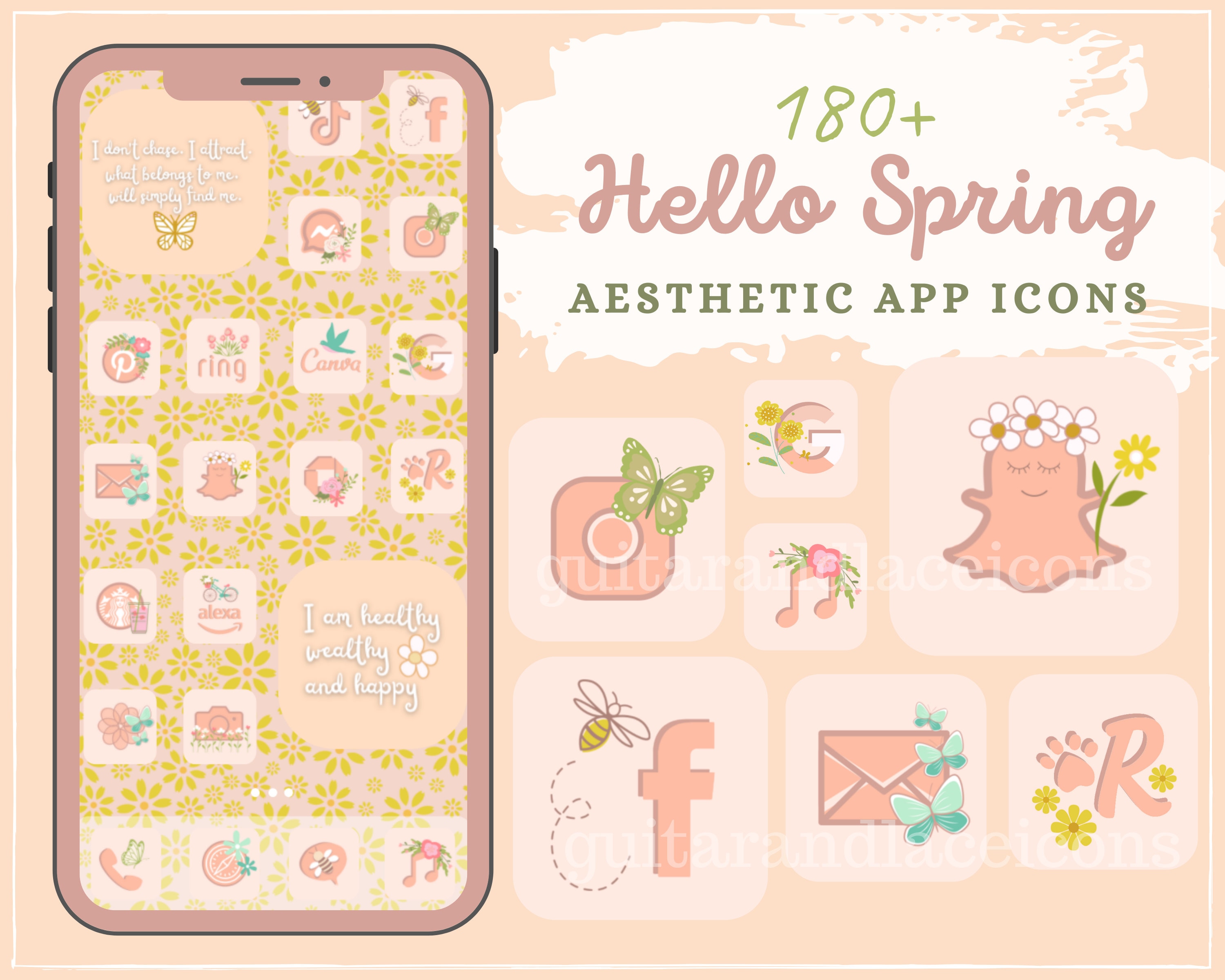 Spring App Icons Springtime Aesthetic App Icons Iphone App - Etsy