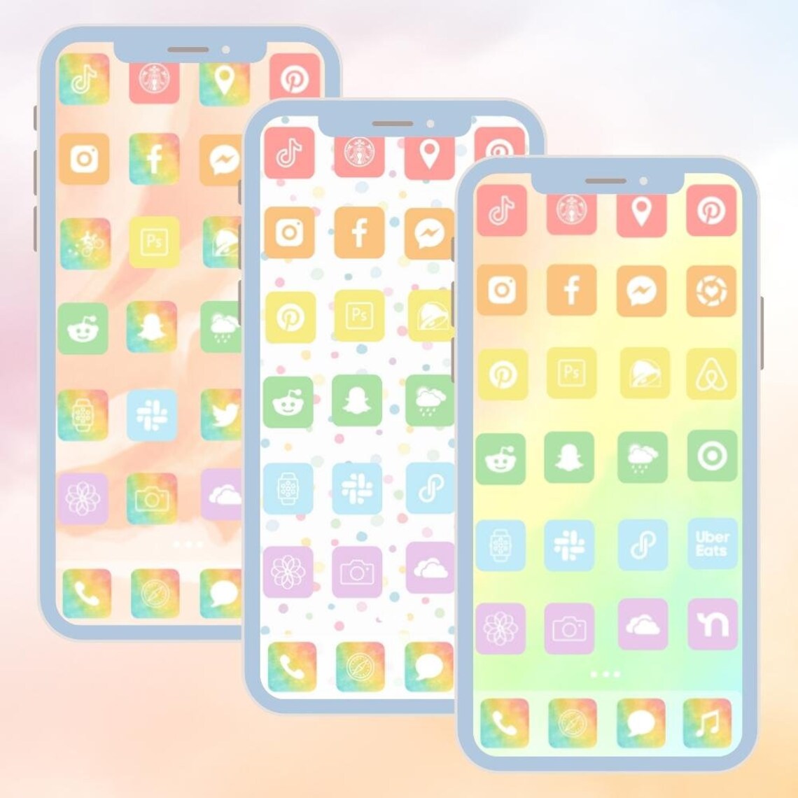 Rainbow Aesthetic App Icons | Rainbow Color App Icon Pack | Summer App ...