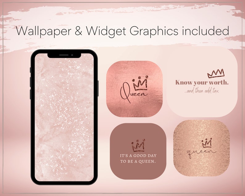 Rose Gold Glitter Aesthetic App Icons + Widgets | iPhone Apps | Android ...