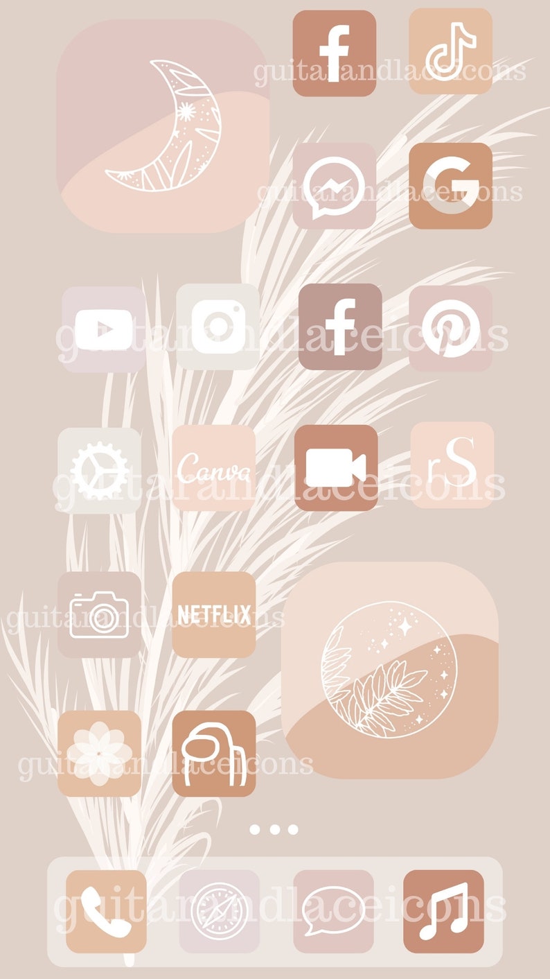 Boho Tan & Pink App Icons Widgets Iphone Apps Android | Etsy