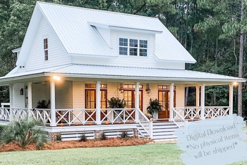Farmhouse Cottage House Plan: 3 Bedroom, 3.5 Bath (printable PDF) - Etsy