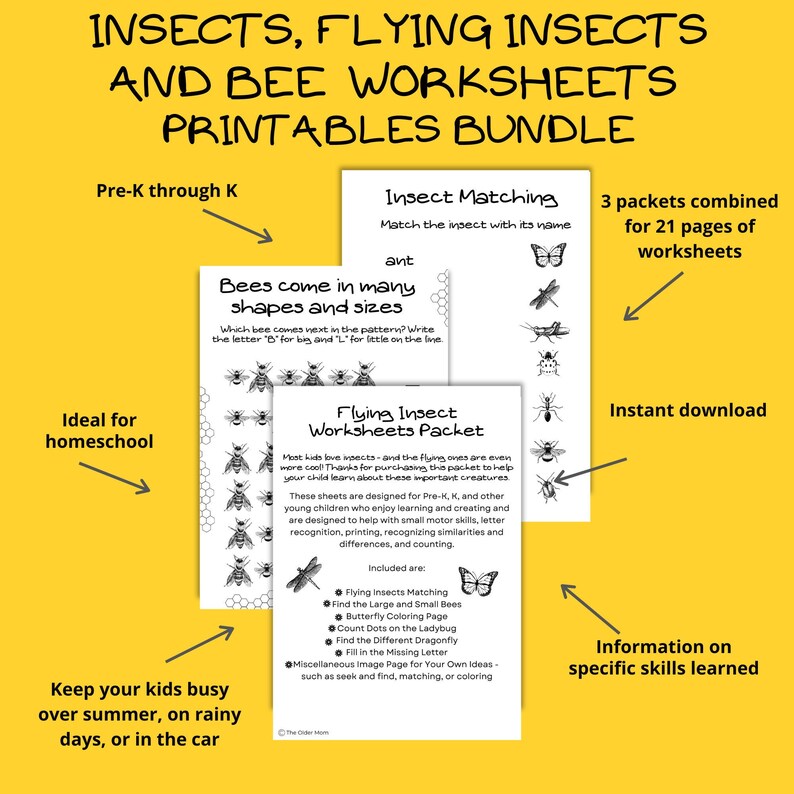 Insect Printables Bundle | Printable Insect Worksheet Bundle | Insect ...