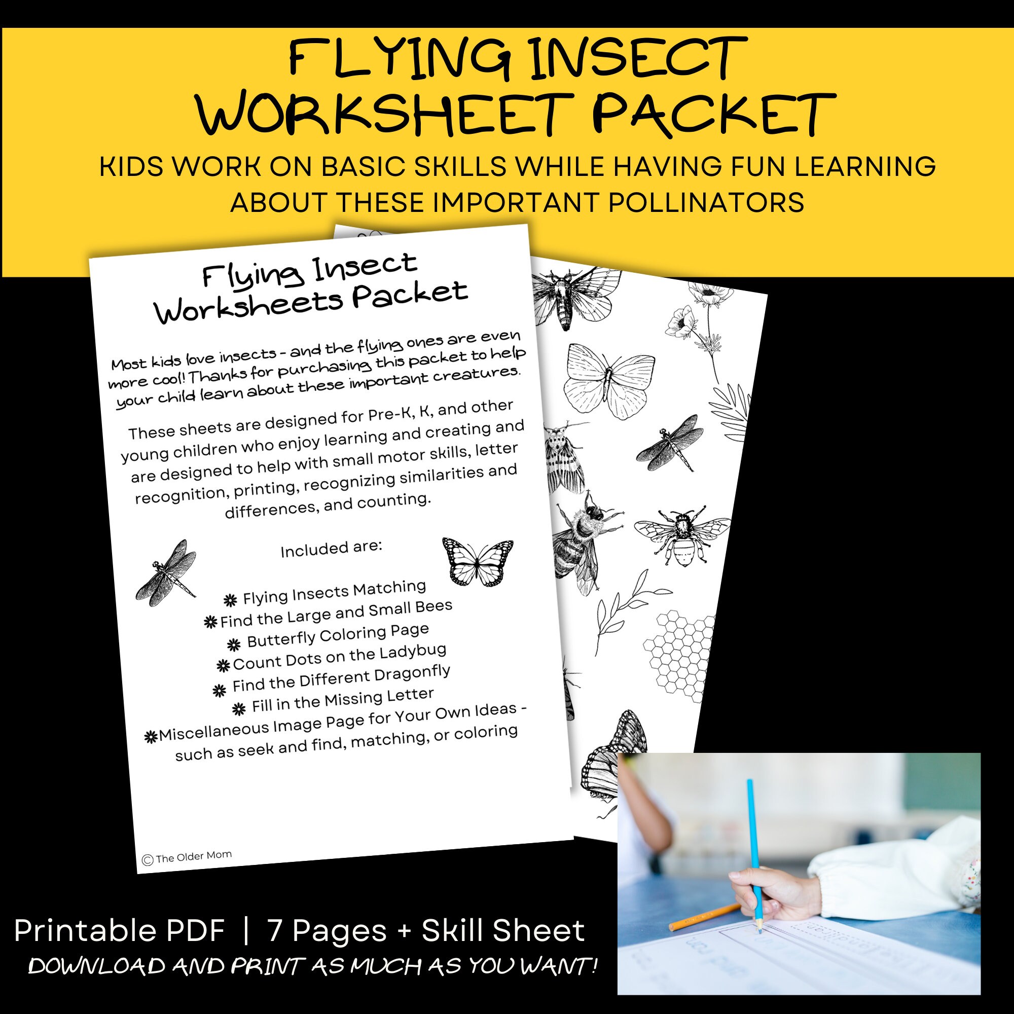 Flying Insect Worksheet Printables Packet | Printable Insect Worksheet ...