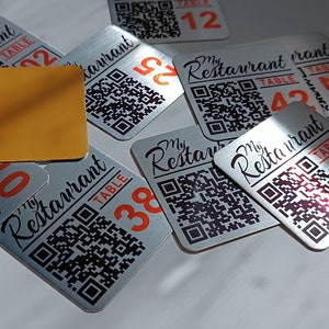 Custom Metal QR Code Sign, Restaurant Menu Table Number Plate, Barcode ...