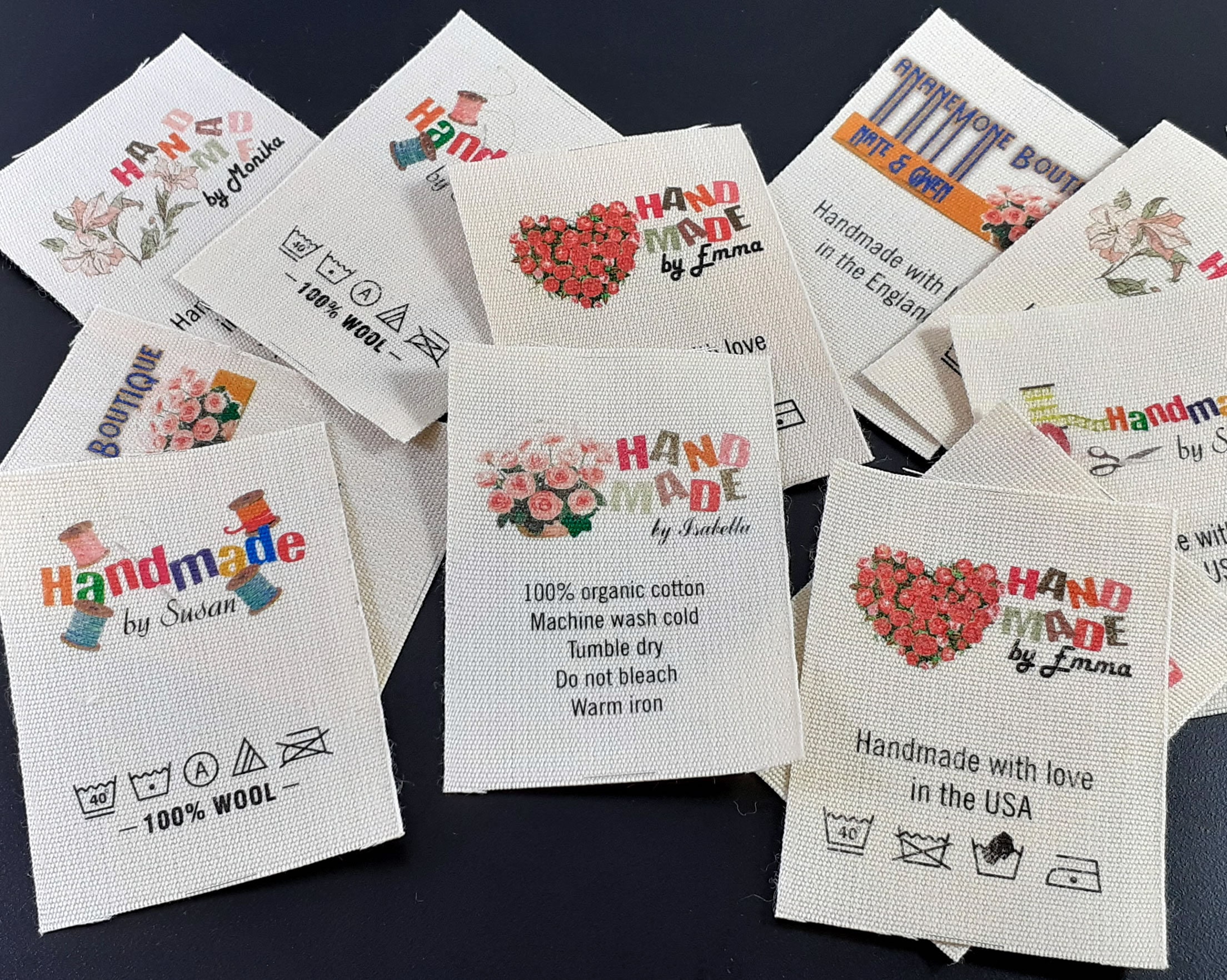 Custom Cotton Labelsorganic Cotton Labels Colorful Clothing | Etsy