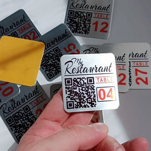 Custom Metal QR Code Sign, Restaurant Menu Table Number Plate, Barcode ...
