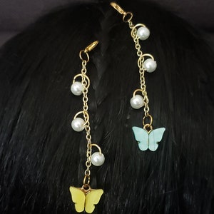 Pastel Marble Gold Butterfly Hair Chain Colorful Gold Butterfly Hair ...
