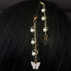 Pastel Marble Gold Butterfly Hair Chain Colorful Gold Butterfly Hair ...