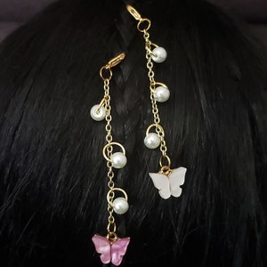 Pastel Marble Gold Butterfly Hair Chain Colorful Gold Butterfly Hair ...