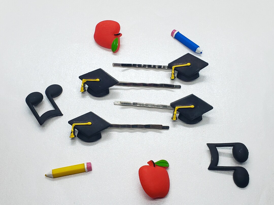 Black Graduation Cap Hair Pins Black Graduate Hat Hair Pins Set of 2 ...
