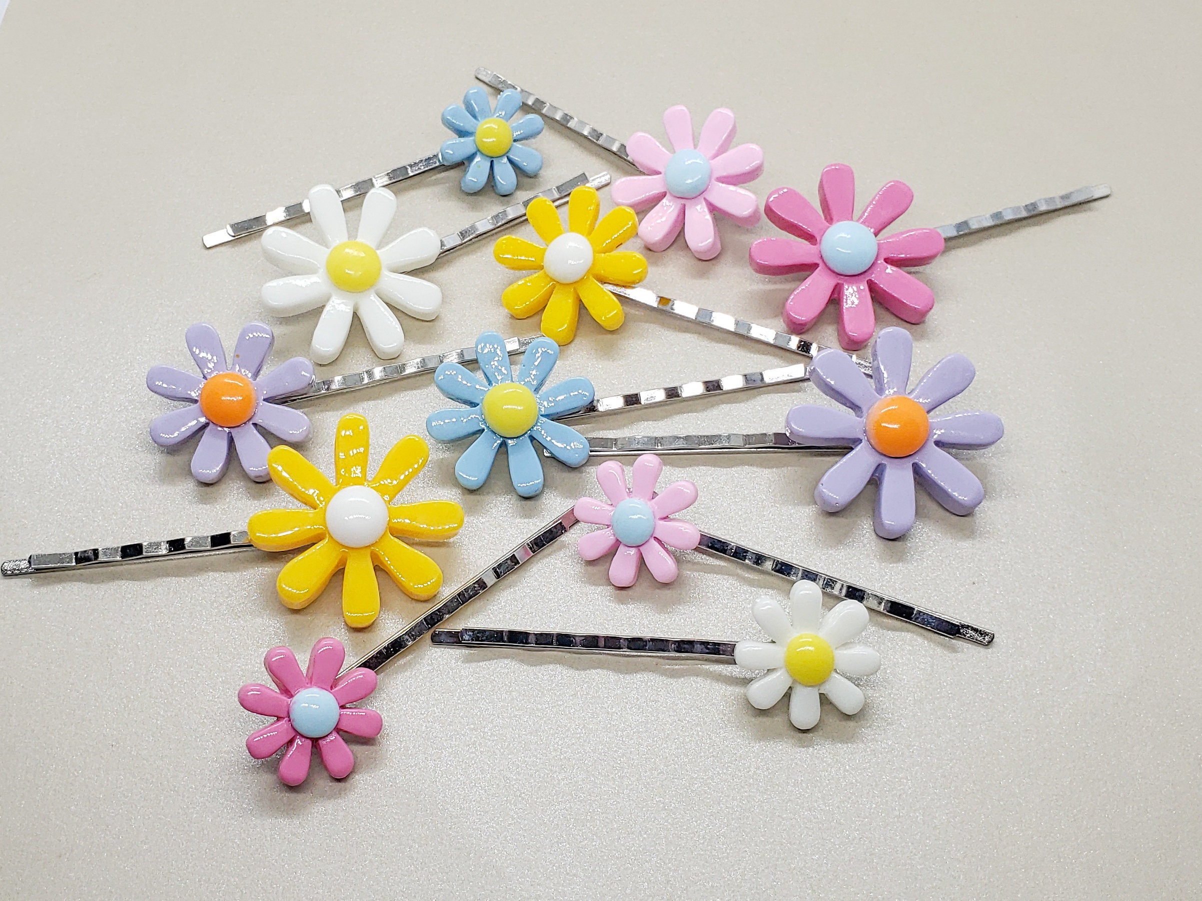 Retro Groovy Pastel Daisy Hair Pins Flower Hair Pins Set of 4 Hair Pin ...