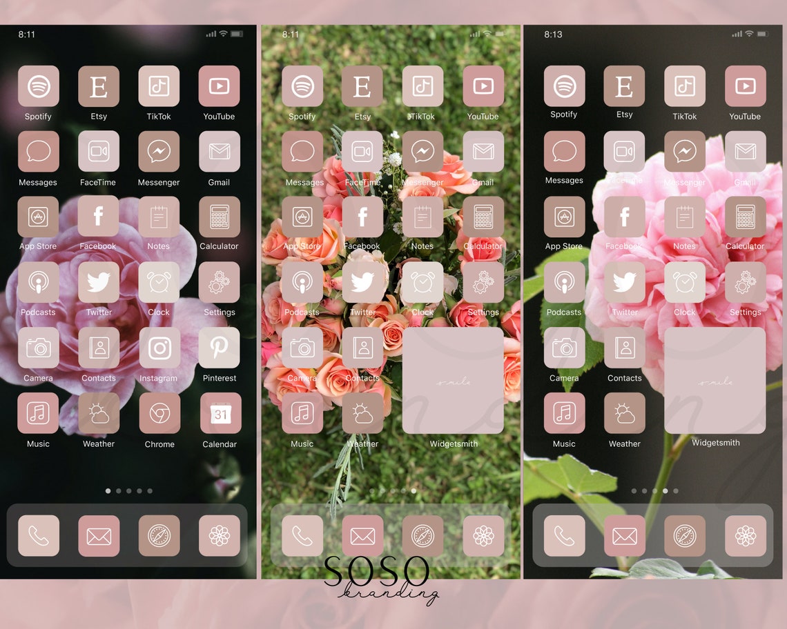 Rose Pink Neutral Aesthetic 90 Iphone Ios 14/ios 15 App - Etsy