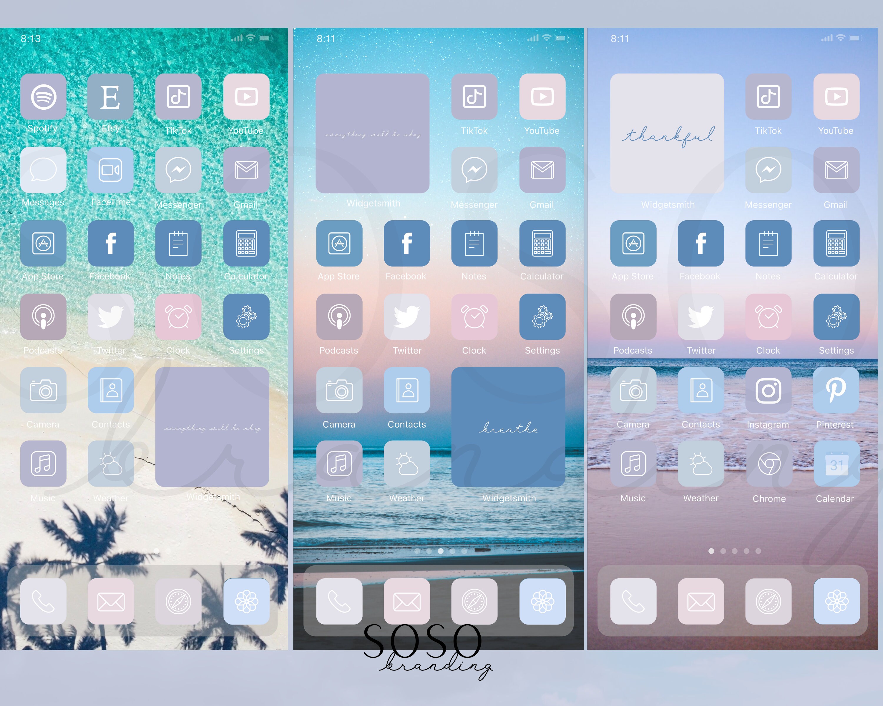 Pastel Blue Purple Pink Aesthetic Iphone Ios 14/ios 15 App - Etsy Australia