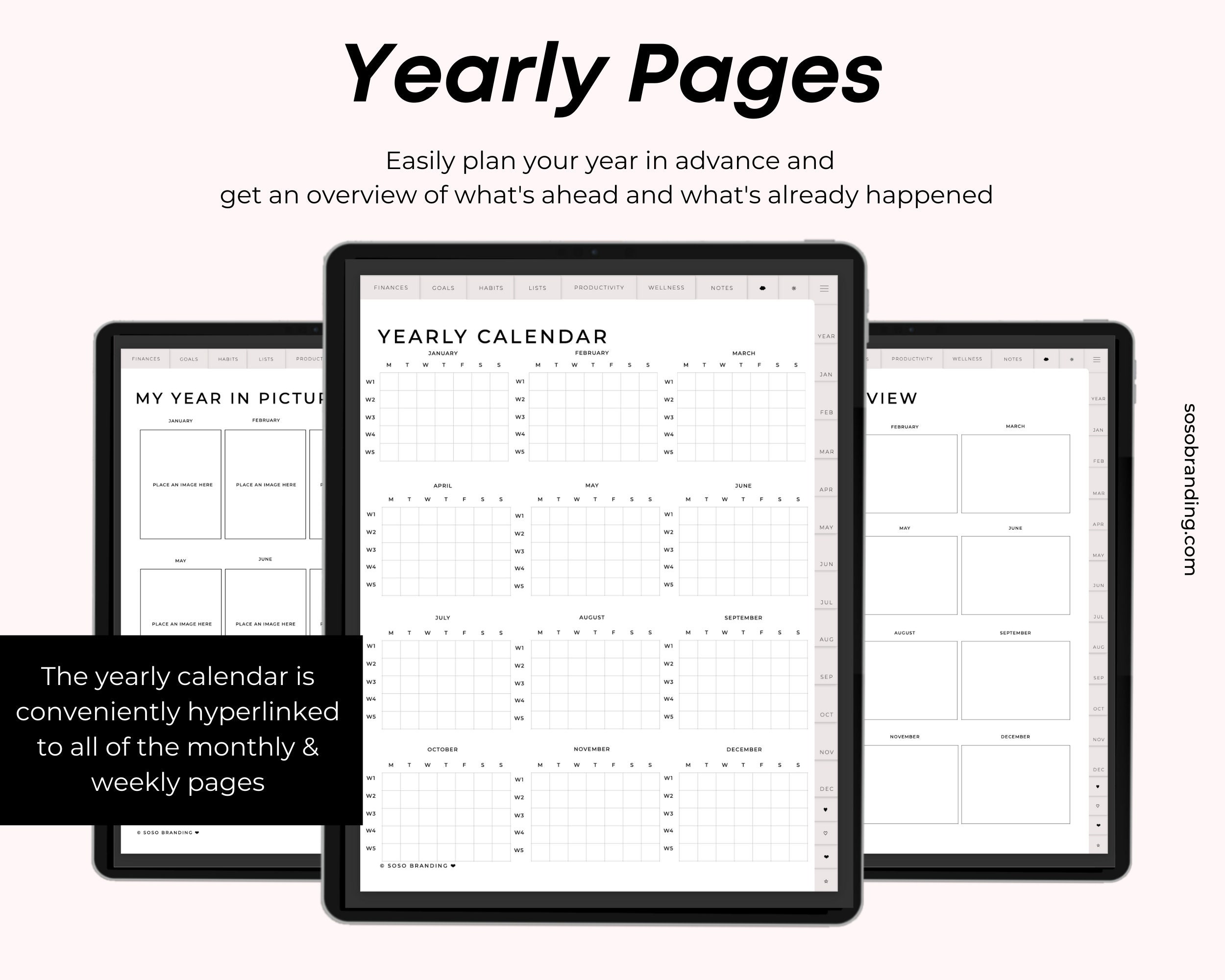 Undated Portrait Digital Planner With Hyperlinks for Goodnotes - Etsy
