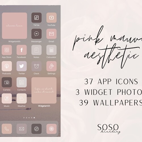 Pink Aesthetic Iphone Ios 14/ios 15 App Icons Widget - Etsy