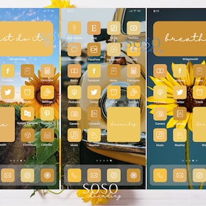 Yellow Sunflowers Lemon Aesthetic | iPhone iPad Ios 14/ios 15 App Icons ...