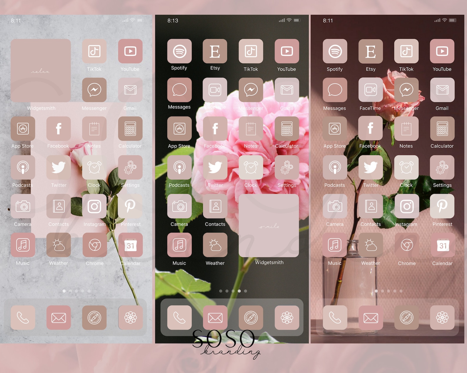 Rose Pink Neutral Aesthetic 90 Iphone Ios 14/ios 15 App - Etsy