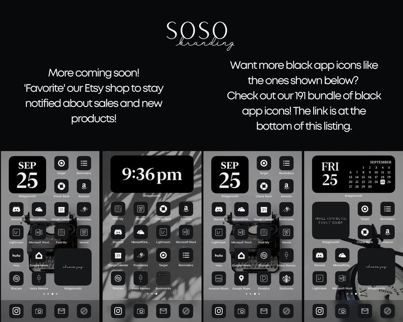 Black App Icons Dark Mode Ios14/ios 15 Widget Cover Widgetsmith ...