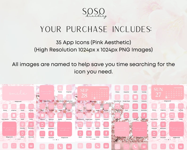 Pink Aesthetic Iphone Ios 14/ios 15 App Icons Widget - Etsy