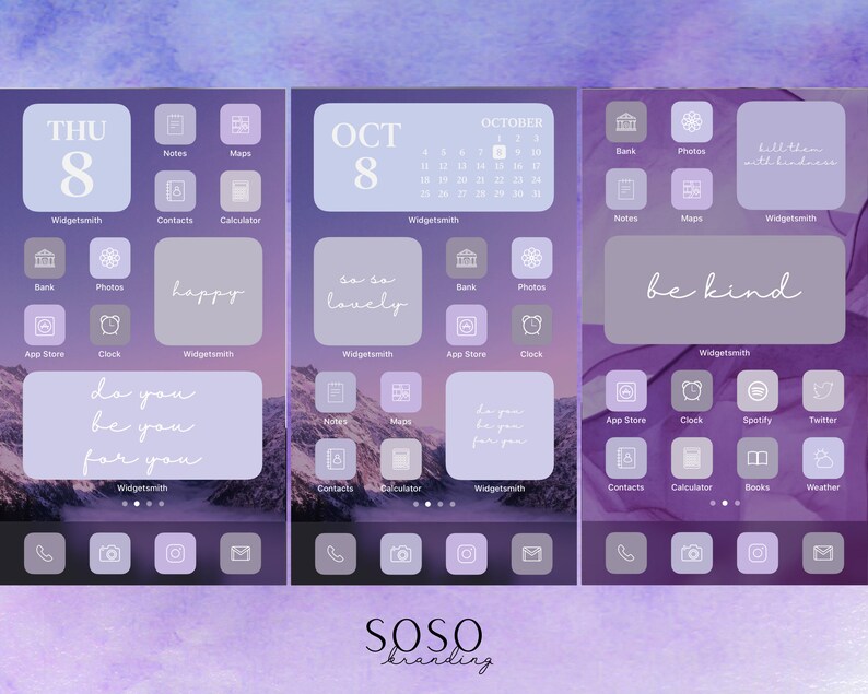 Purple Lavender Lilac Aesthetic 224 Iphone Ios 14/ios 15 App - Etsy