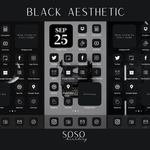 Black App Icons Dark Mode Ios14/ios 15 Widget Cover Widgetsmith ...
