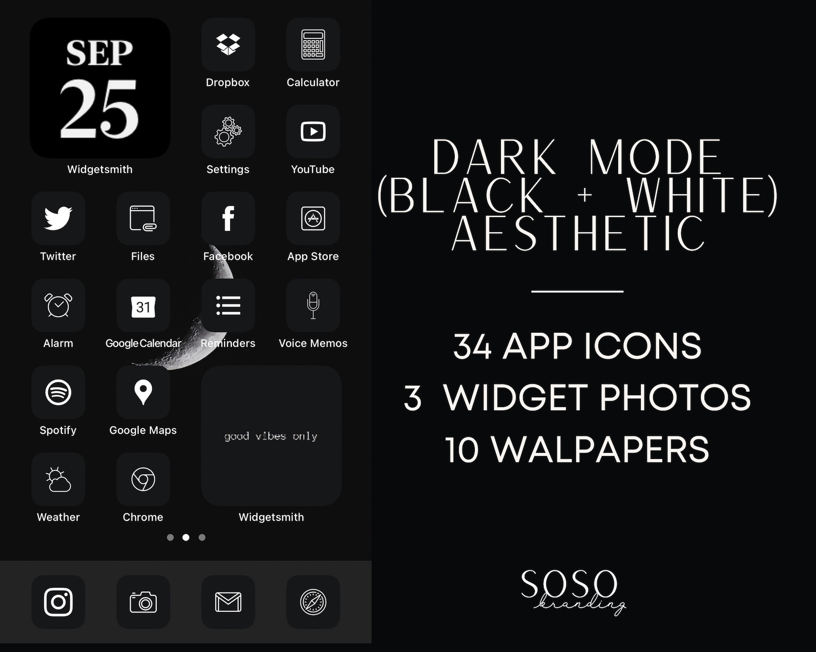 Black App Icons Dark Mode Ios14 Ios 15 Widget Cover Etsy