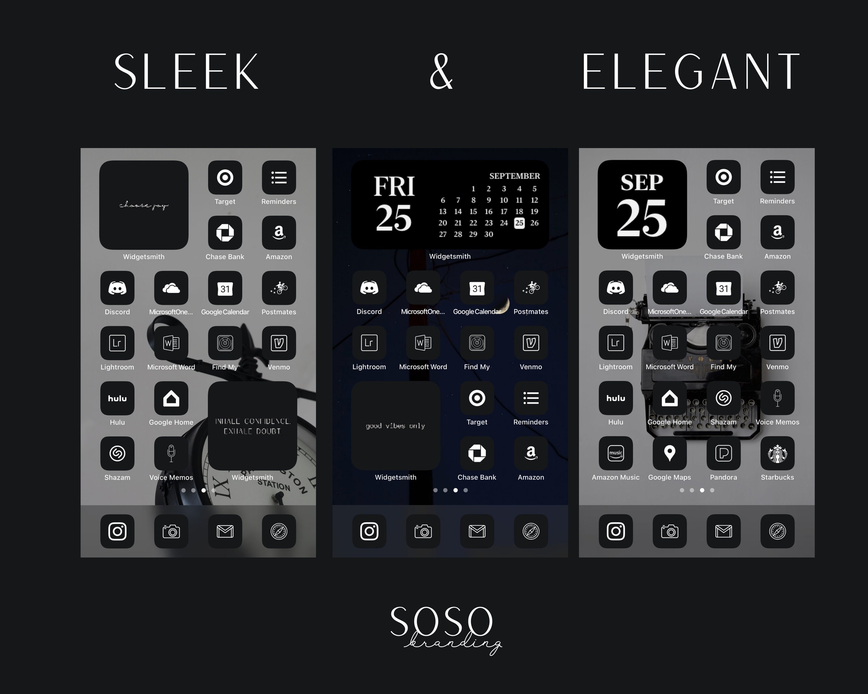 191 Black Aesthetic iOS 14/iOS 15 App Icons Dark Mode Widget | Etsy