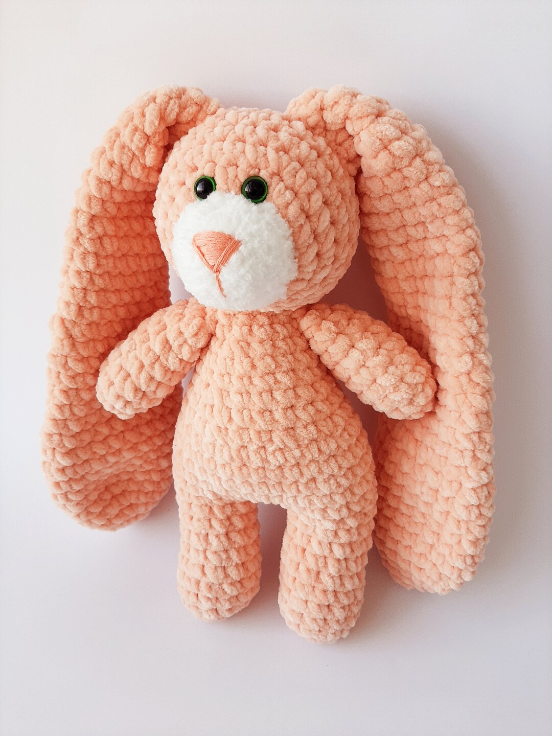 Soft Plush Toy Crochet UA Bunny Bonnie Handmade Peach 28cm - Etsy