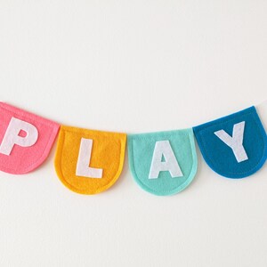 Felt PLAY Wall Sign, Colorful Playroom Decor, Scalloped Bunting - Etsy