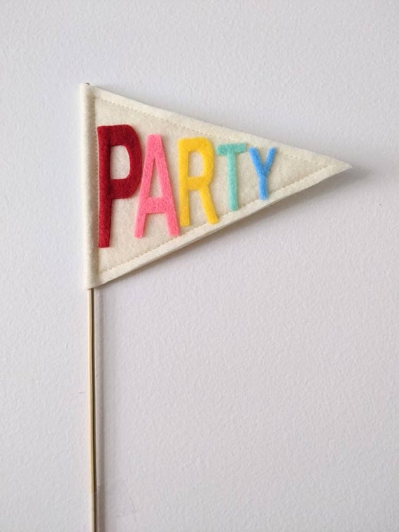 Birthday PARTY Flag Cake Topper Photo Prop Rainbow Birthday - Etsy