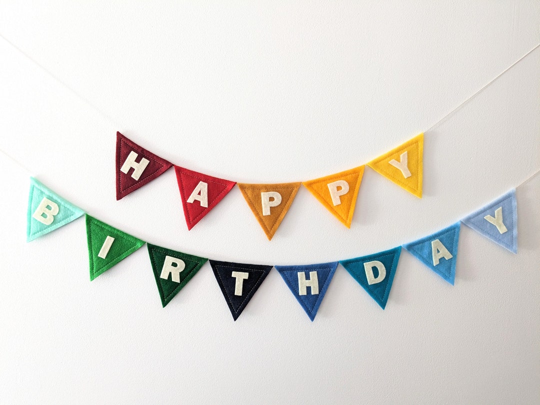 Happy Birthday Bunting, Rainbow Birthday Decoration Made With Felt ...