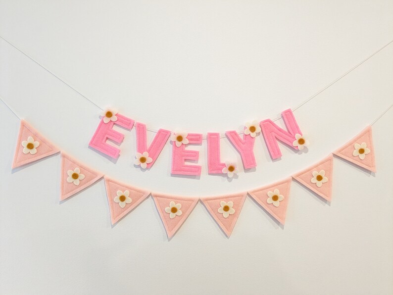 Felt Daisy and Pink Bunting Daisy Banner Garland Daisy - Etsy