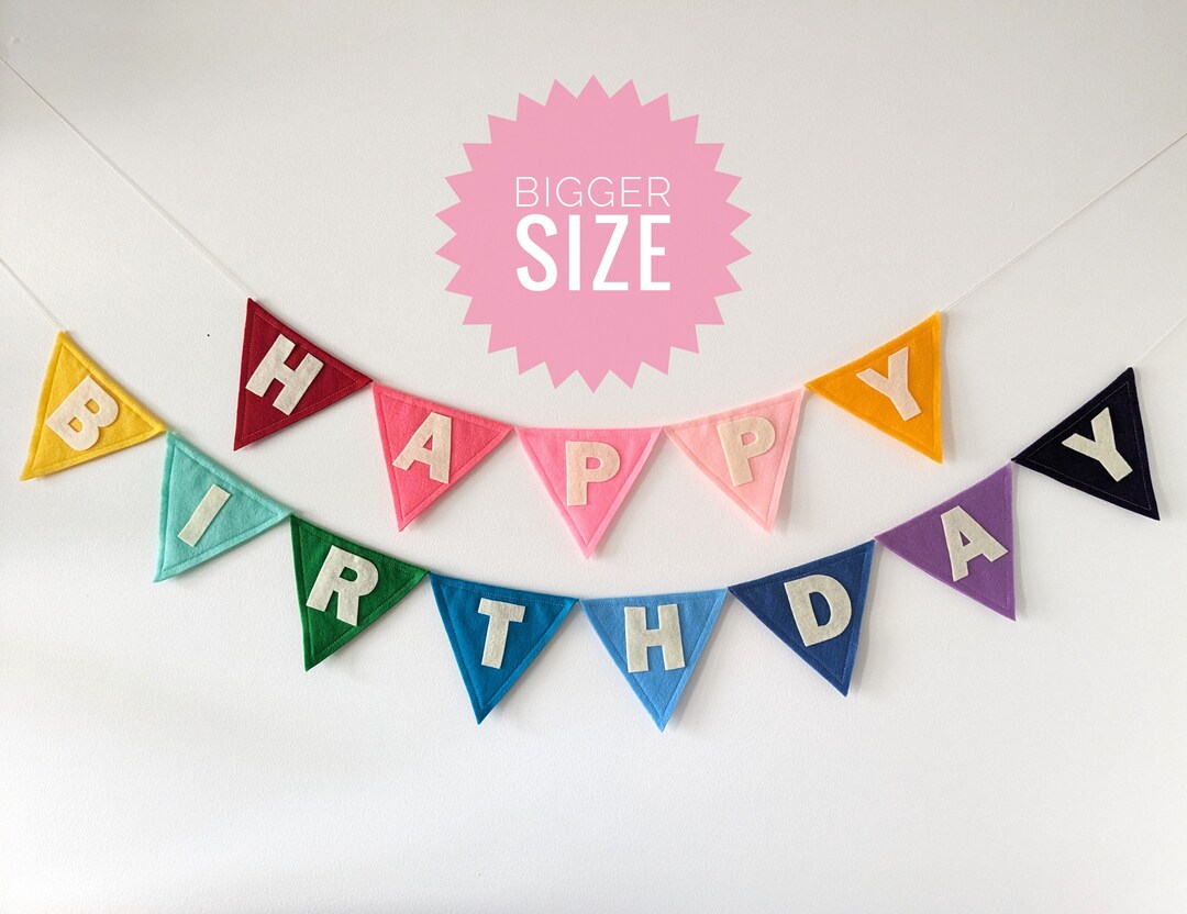 Happy Birthday Bunting LARGE, Rainbow Birthday Decoration Made With ...